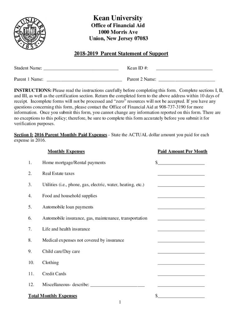 Fillable Online 2018-2019 Verification of Sibling/Spouse/Child In College Form Fax Email Print ...