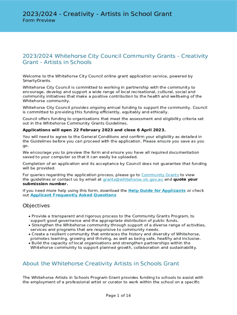 Fillable Online Creativity Grant Fact Sheet Fax Email Print - pdfFiller