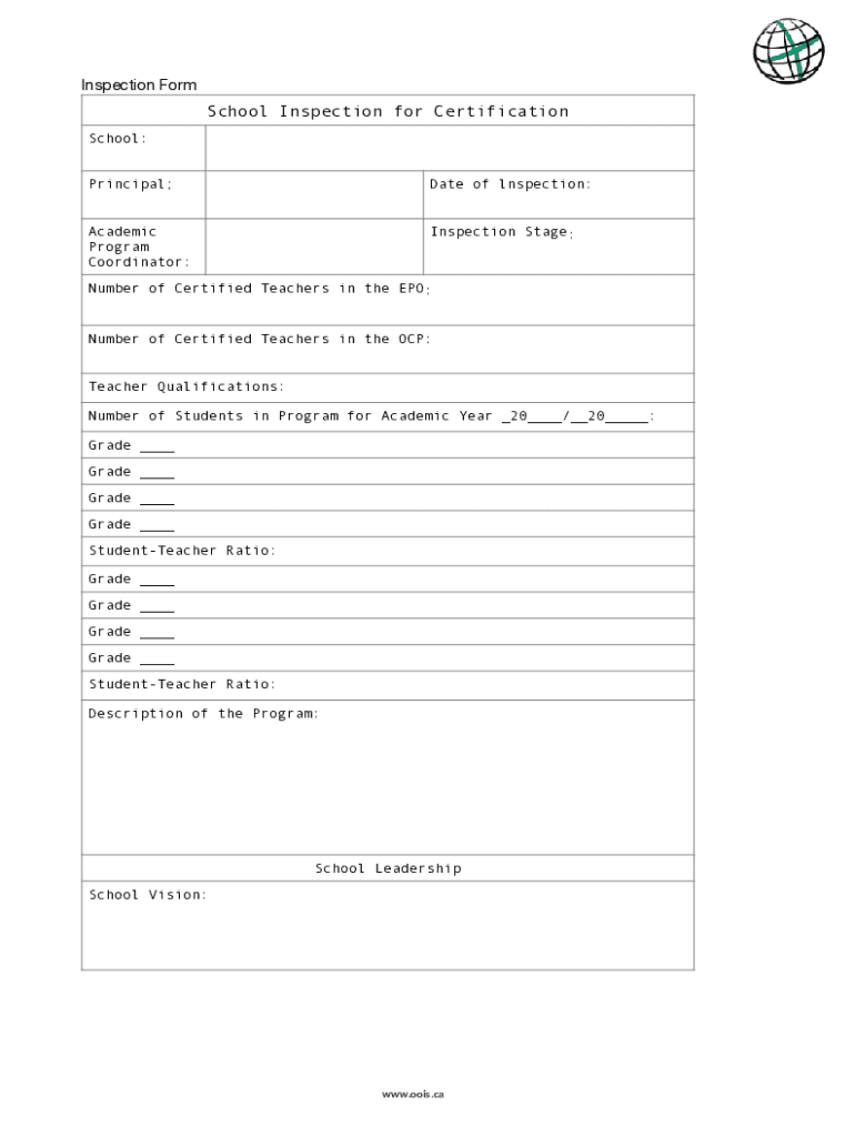 Fillable Online Inspection Form OOIS Fax Email Print - pdfFiller