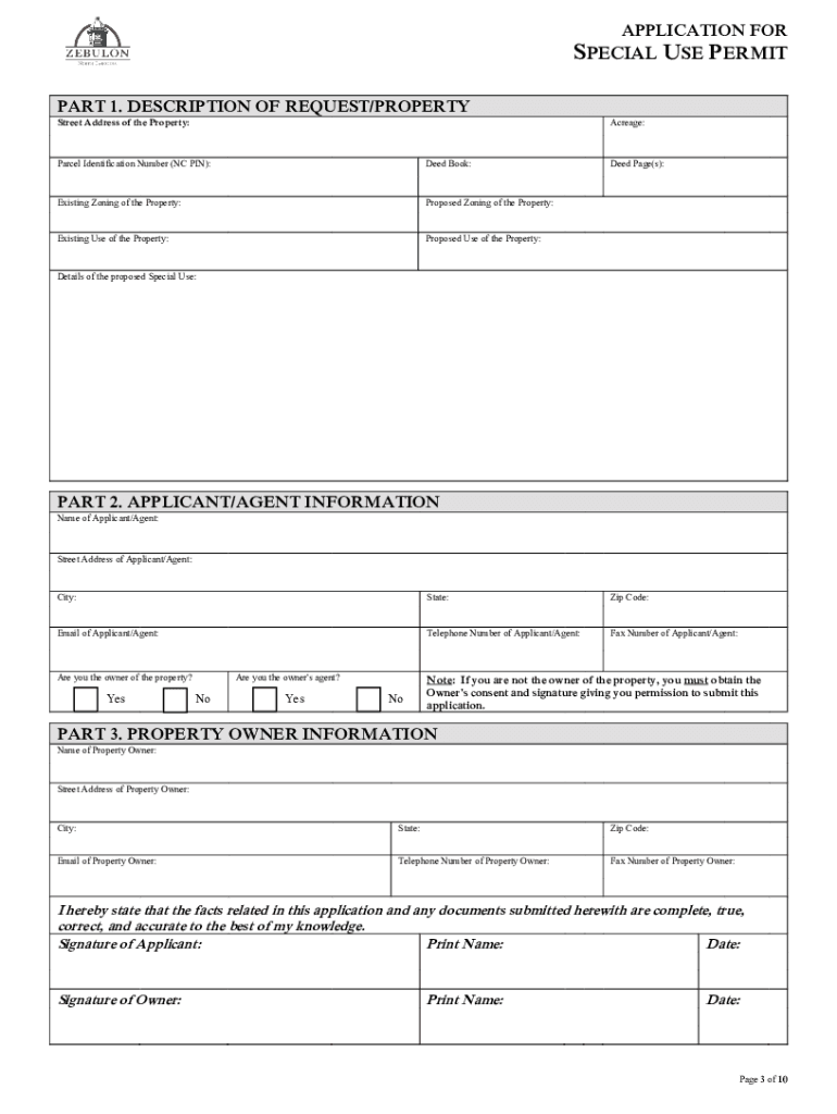 Fillable Online A Special Use Permit in accordance with Section 2 Fax ...