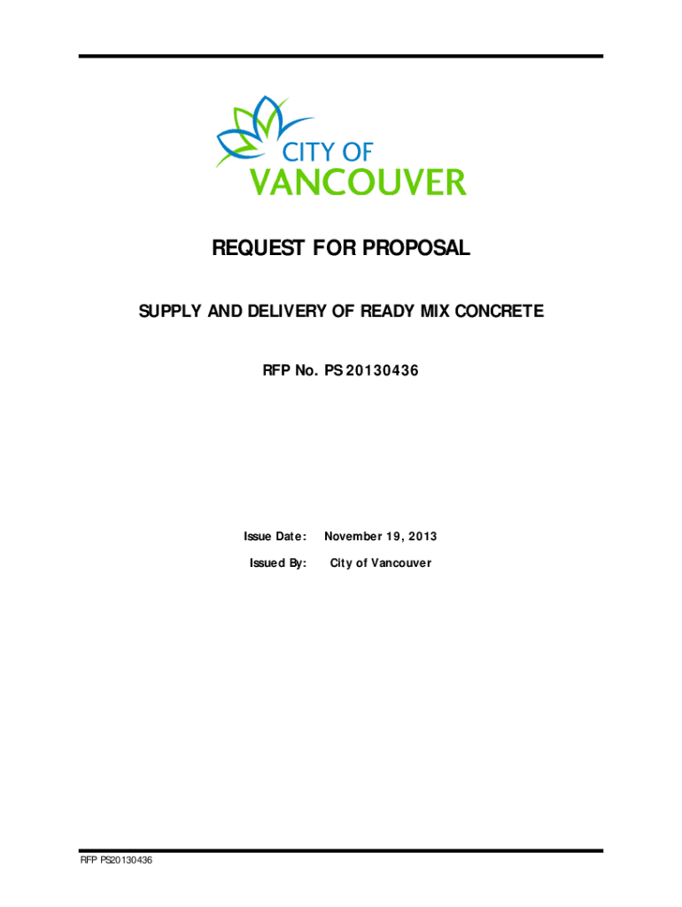 Fillable Online bids vancouver Supply and Delivery - Ready Mix Concrete ...