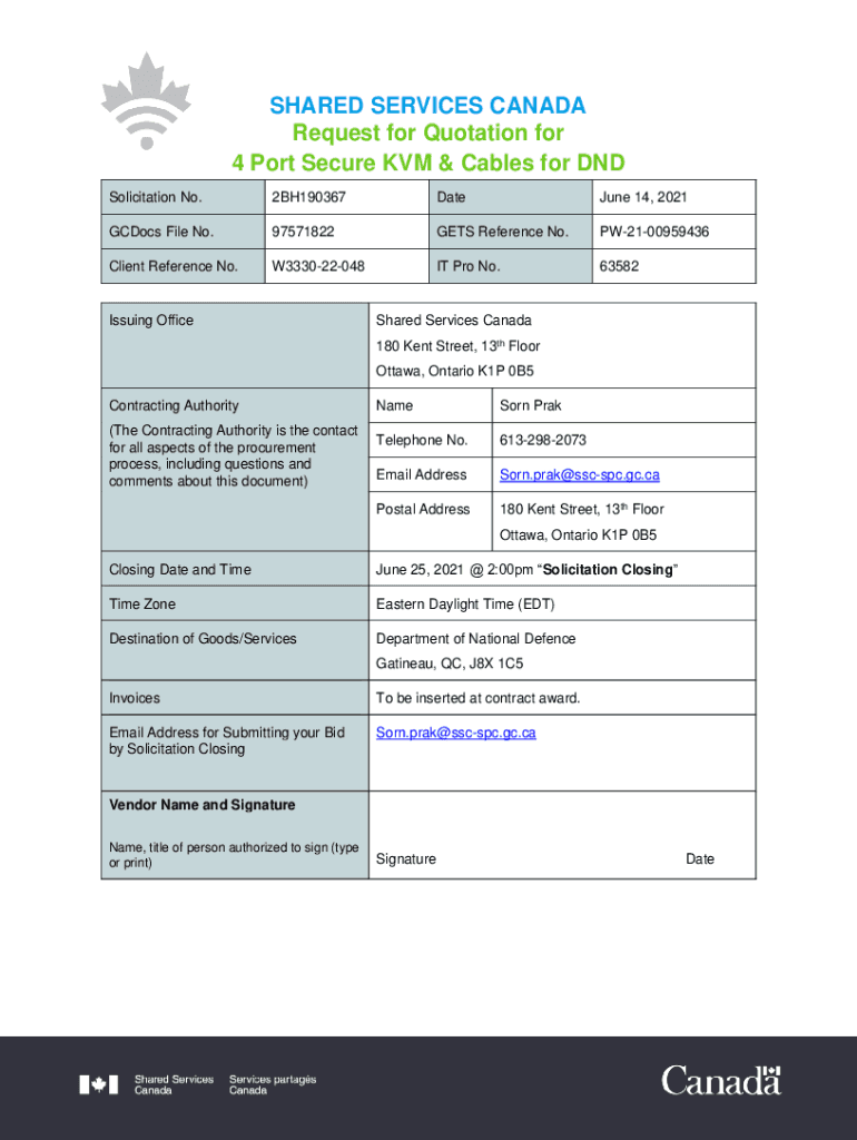 Fillable Online Request for Quotation for 4 Port Secure KVM & Cables ...