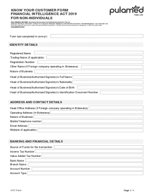 Fillable Online pulamed co KNOW YOUR CUSTOMER FORM FINANCIAL ...