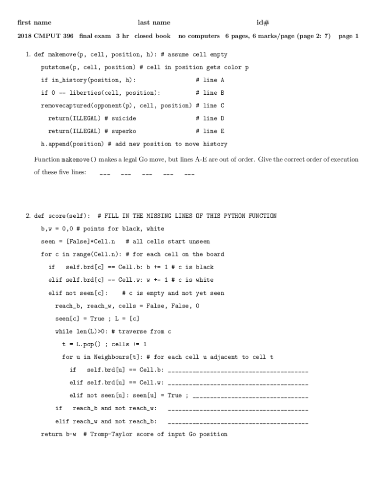 Fillable Online webdocs cs ualberta Instructor: Dr. Foxx - College of ...