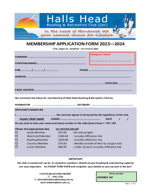 Fillable Online MEMBERSHIP APPLICATION FORM 20232024 Fax Email Print - pdfFiller