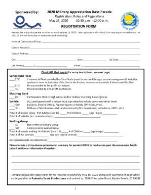Fillable Online 2020 Parade Registration Form Fax Email Print - pdfFiller