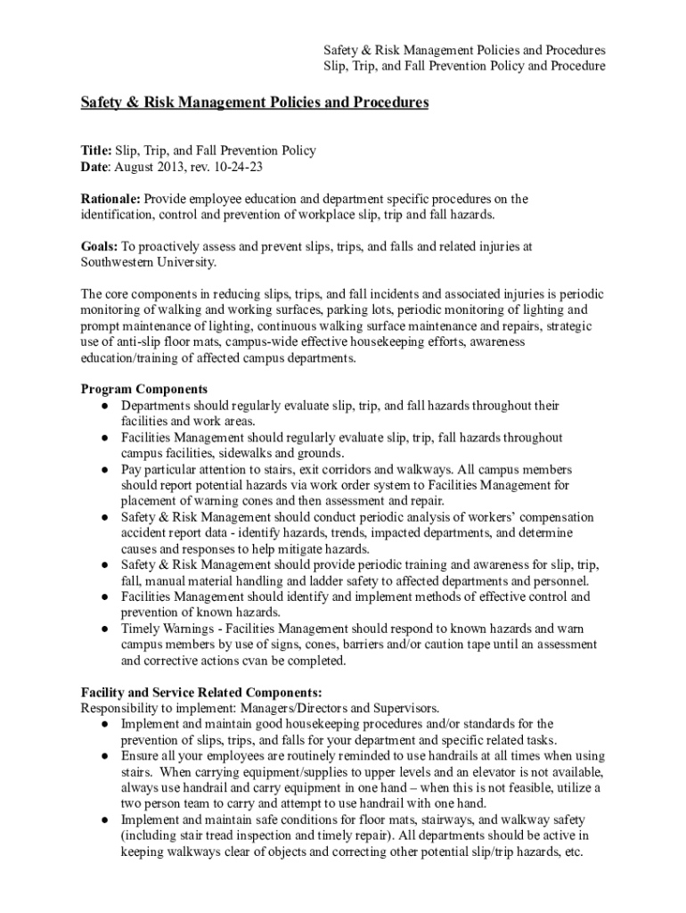 Fillable Online Sample Slip, Trip, and Fall Prevention Program ... Fax ...