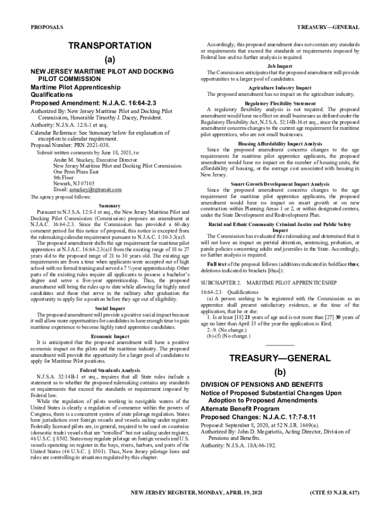 Fillable Online New Jersey Maritime Pilot and Docking Pilot Commission ...