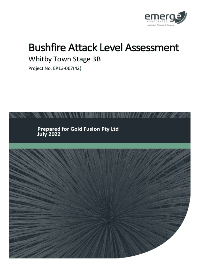Fillable Online Bushfire Attack Level Assessment. Whitby Town Stage 3B Fax Email Print - pdfFiller