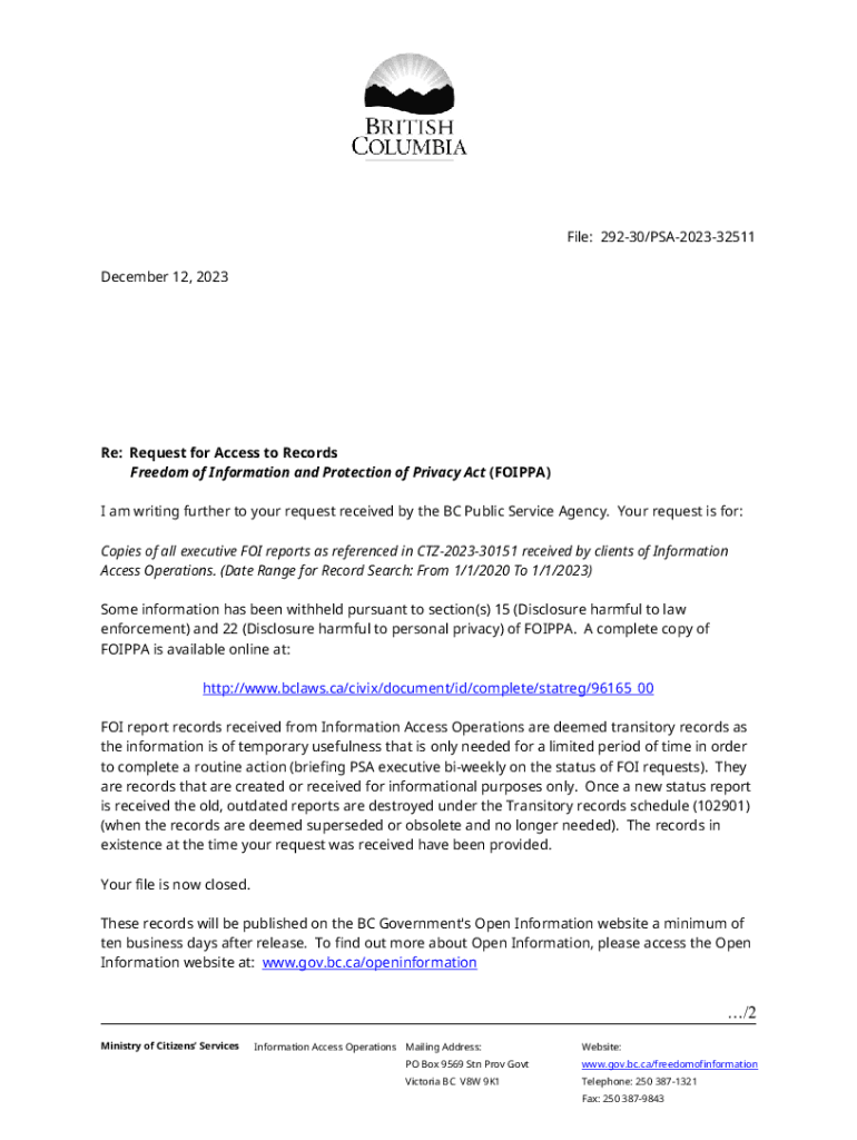 Fillable Online docs openinfo gov bc Access Operations Fax Email Print - pdfFiller