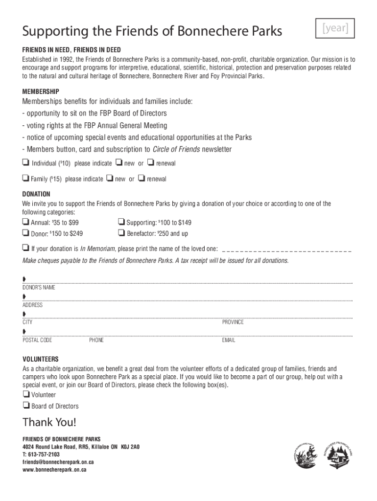 Fillable Online bonnecherepark on Volunteer at Friends In Deed Fax ...