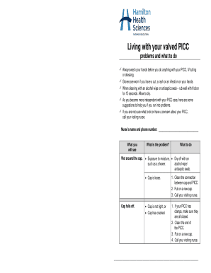 Fillable Online Living with your valved PICC - problems and what to do ...