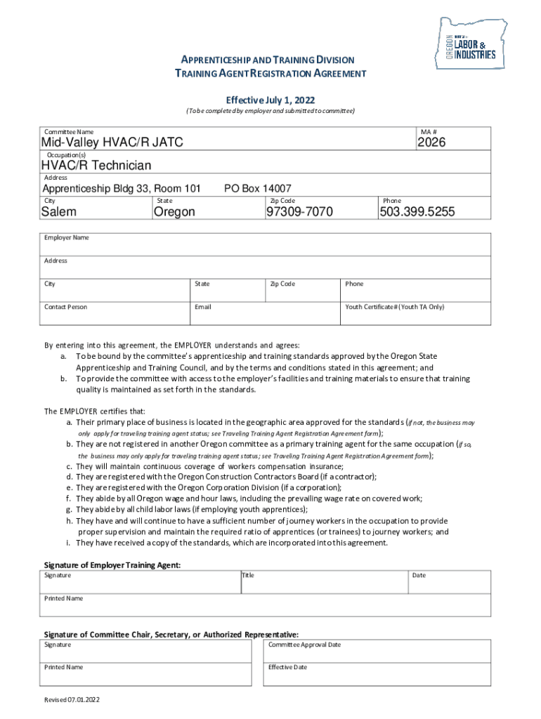 Fillable Online Training Agent Registration Agreement Fax Email Print - pdfFiller