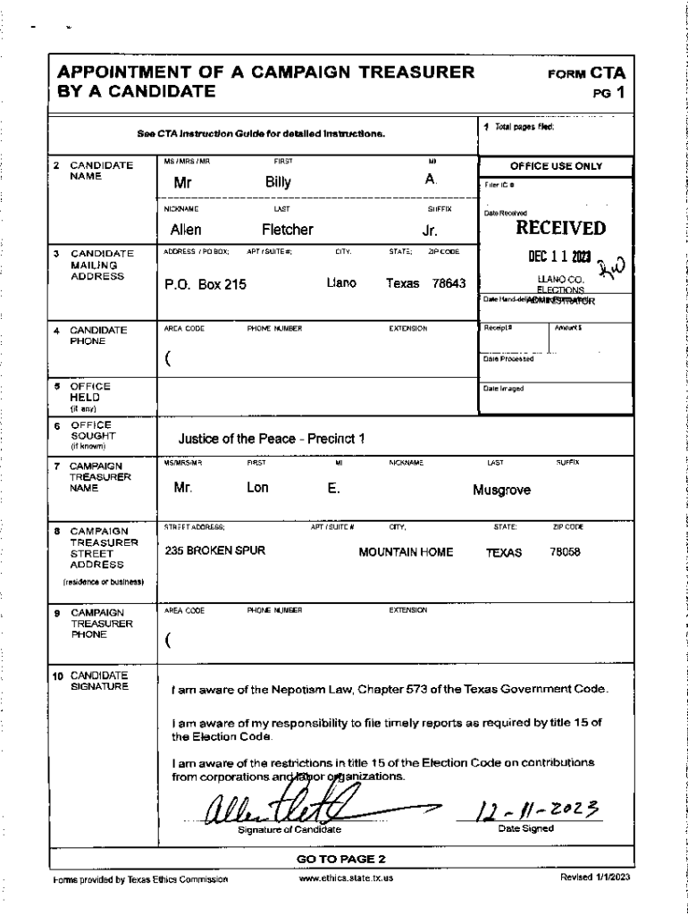 Fillable Online See CTA Instruction Gulde for detailed Instructions Fax ...
