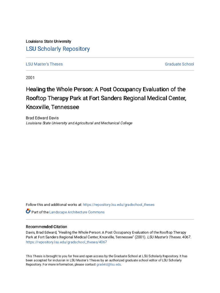 Fillable Online A Post Occupancy Evaluation of the Rooftop Therapy Park ...