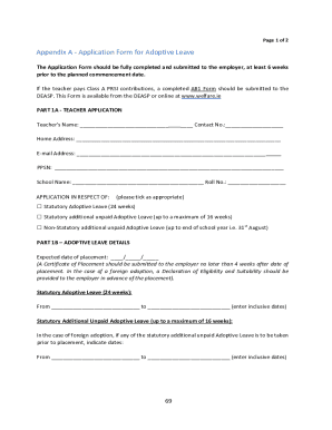 Fillable Online Appendix A - Application Form for Adoptive Leave Fax Email Print - pdfFiller