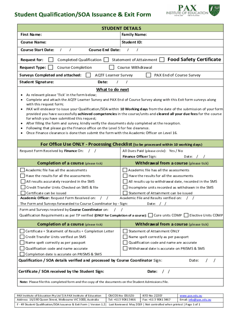 Fillable Online PAX - Student request Form V3.17.docx Fax Email Print ...