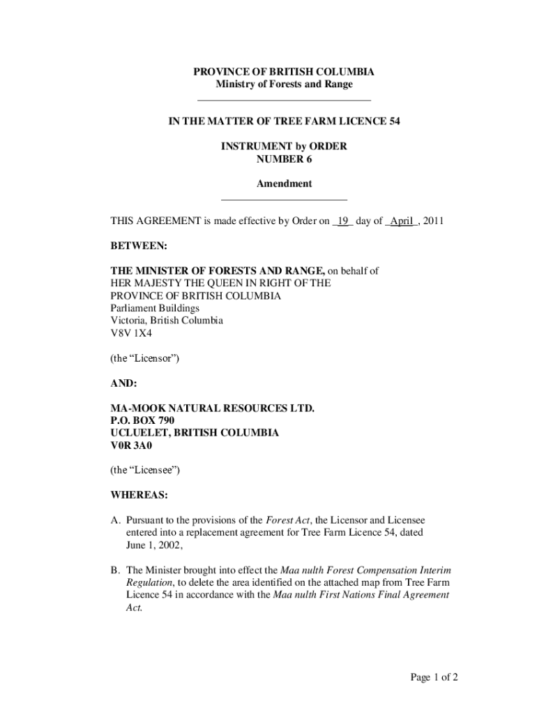Fillable Online a study of british columbia's tree farm licence tenure ...