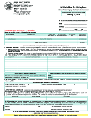 Fillable Online 2024 Individual Tax Listing Form - Orange County, NC ...