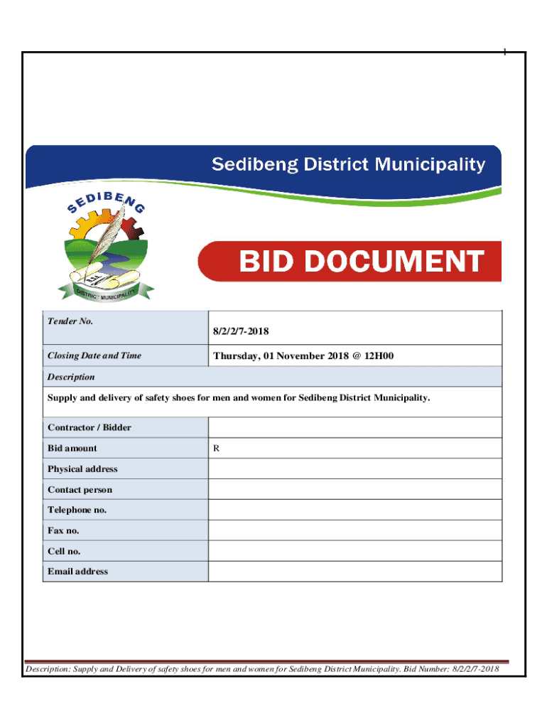 Fillable Online BID DOCUMENT Safety Shoes for Men and Women for SDM Fax ...