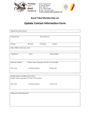 Fillable Online Band Tribal Membership contact update form.docx Fax ...