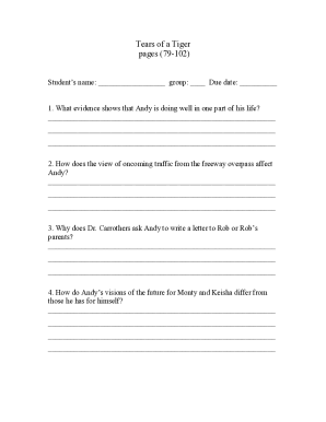 Fillable Online Andy Jackson in Tears of a Tiger: Description & Quotes ...