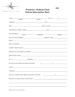 Fillable Online patient info sheet.cdr Fax Email Print - pdfFiller