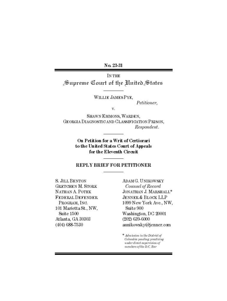 Fillable Online RE: Willie James Pye v. Shawn Emmons, Warden Fax Email ...