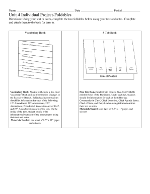Fillable Online Unit 4 Individual Project-Foldables Fax Email Print ...