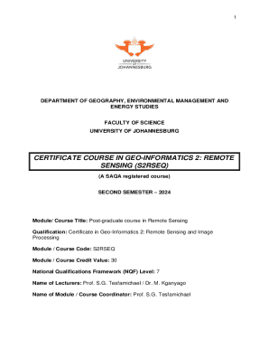 Fillable Online Certificate in Geo-Informatics 2: Remote Sensing Fax Email Print - pdfFiller