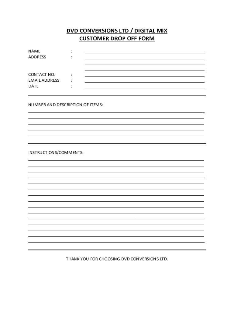 Fillable Online Customer-drop-off-form-1.pdf Fax Email Print - pdfFiller
