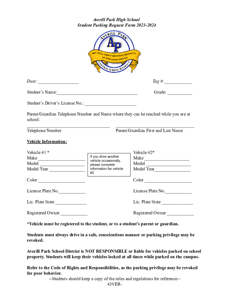 Fillable Online 7.3.23Revised Parking Request Form.doc Fax Email Print - pdfFiller