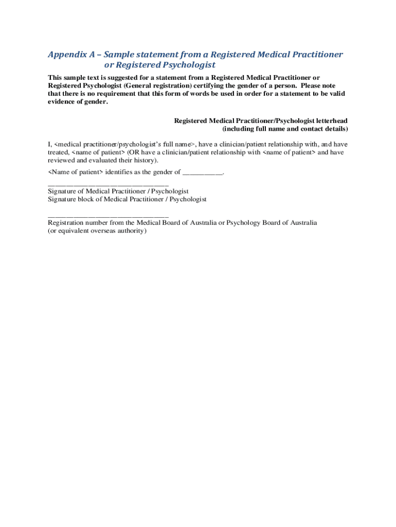 Fillable Online Sample statement from a Registered Medical Practitioner ... Fax Email Print ...