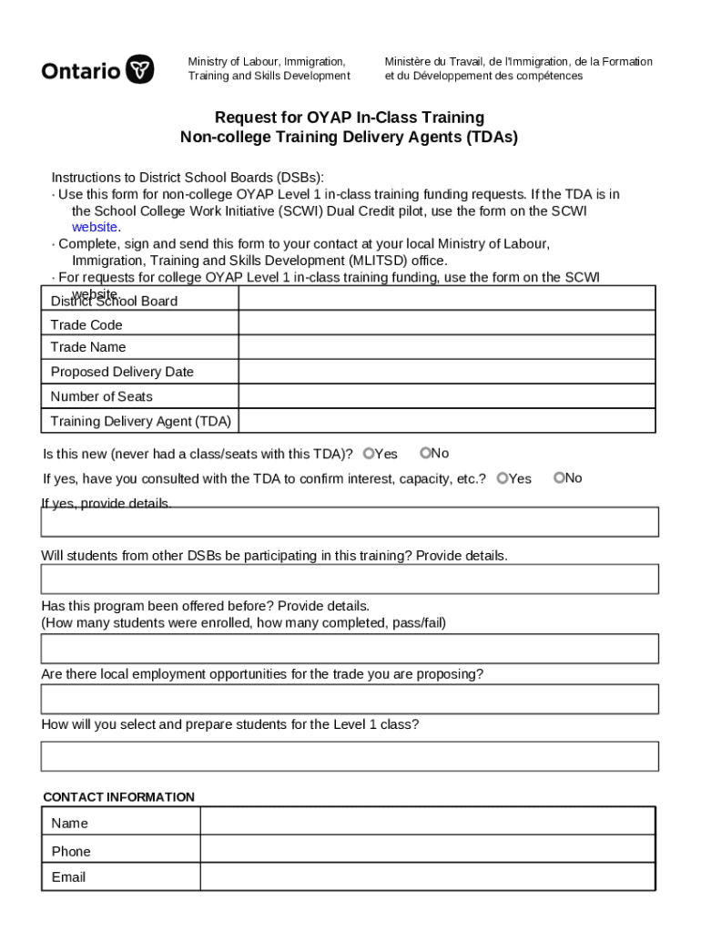 Fillable Online oyap-form-request-in-class-training-en.pdf Fax Email ...