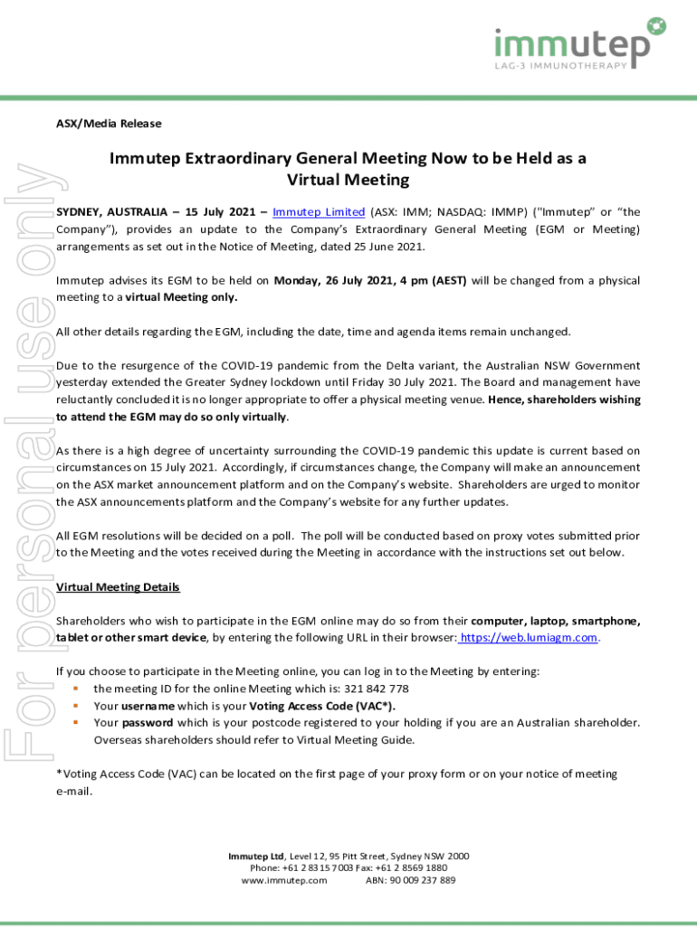 Fillable Online Immutep Limited (IMMP) Stock Price, News, Quote ...