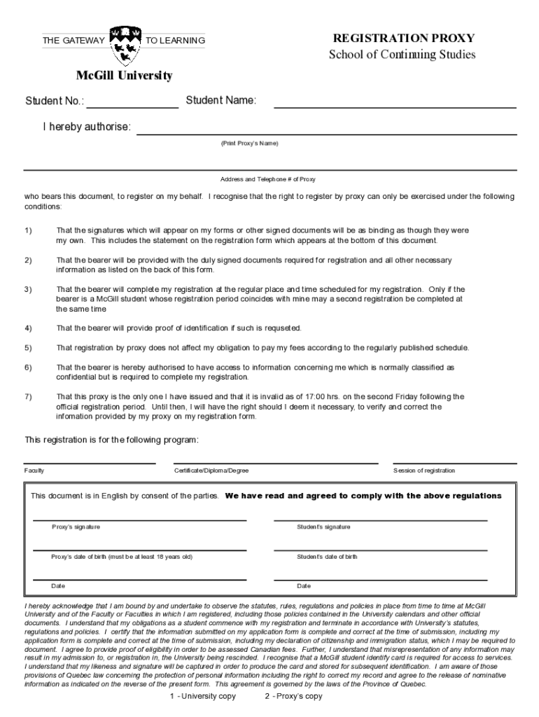 Fillable Online Student Proxy AccessEnrollment Services (RaiderConnect ...