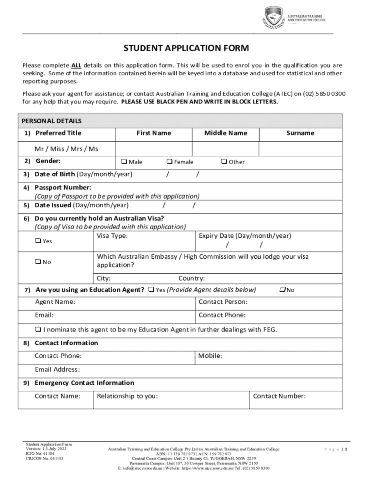 Fillable Online student application form atec Fax Email Print - pdfFiller
