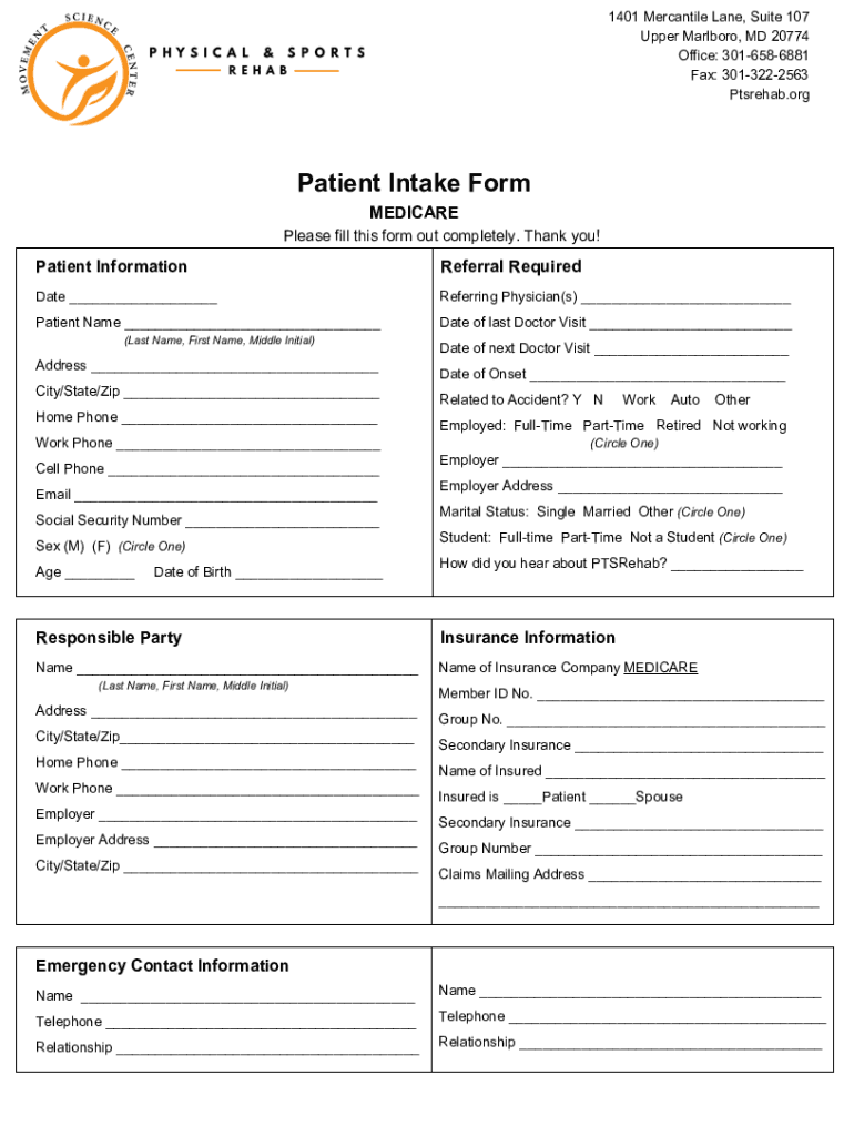 Fillable Online Physical Therapy in Upper Marlboro & Prince George's County Fax Email Print ...