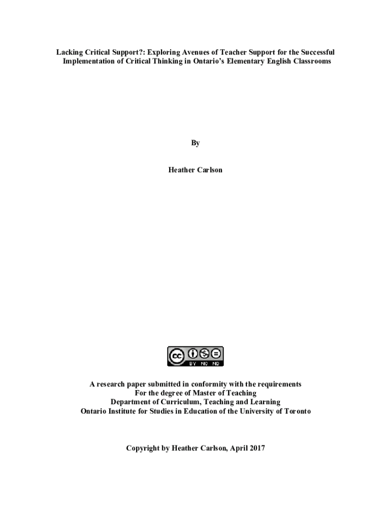 Fillable Online tspace library utoronto Lacking Critical Support ...