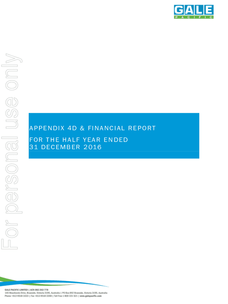 Fillable Online APPENDIX 4D & FINANCIAL REPORT Fax Email Print - pdfFiller