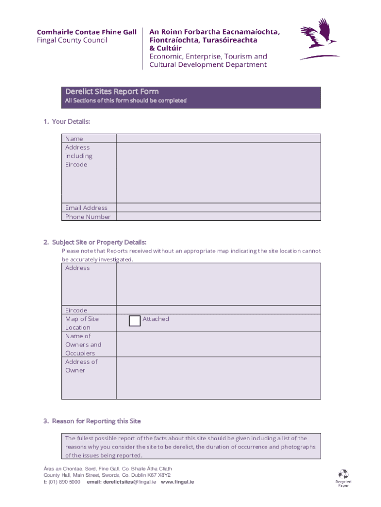 Fillable Online Derelict Site Register Fax Email Print - pdfFiller