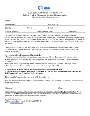 Fillable Online Student Sponsorship Applications Being Accepted for ...