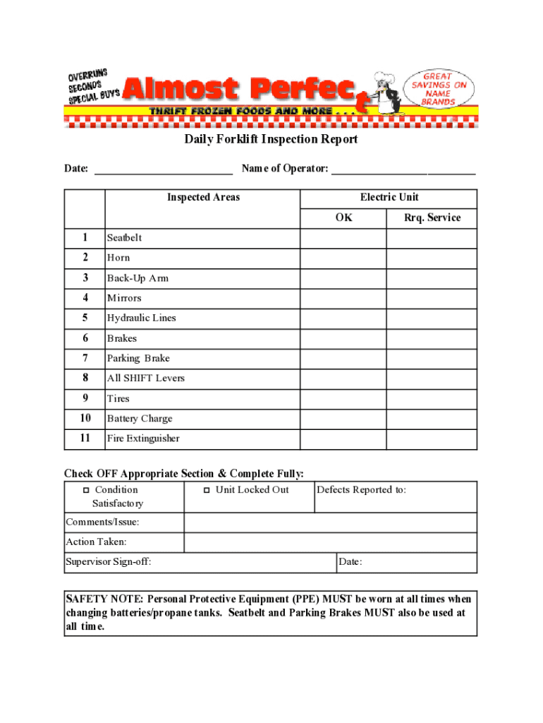 Fillable Online Whitby Forklift Inspection.cwk (WP) Fax Email Print ...