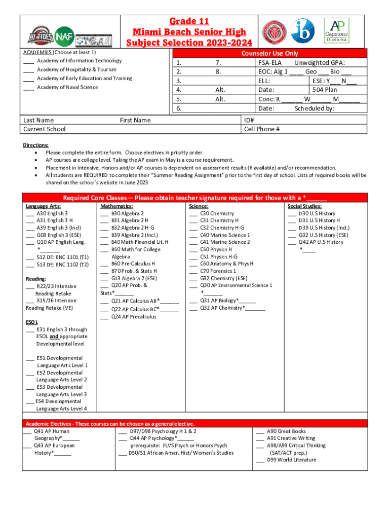 Fillable Online 11th grade Form 2020.docx - Miami Beach Senior High ...