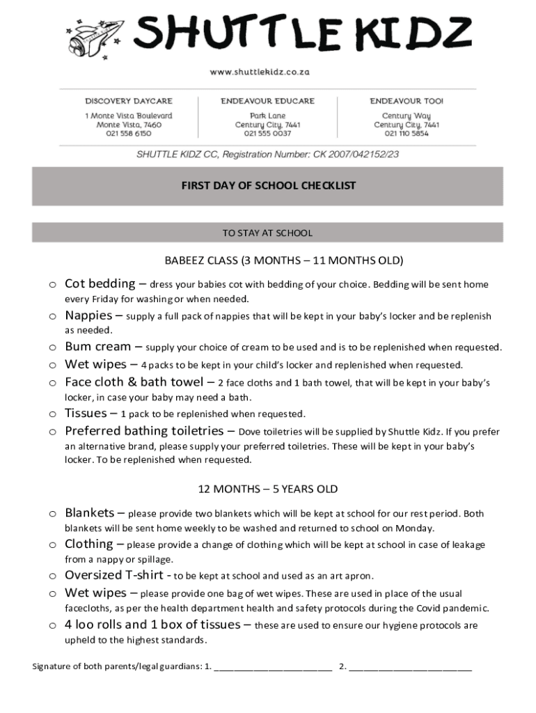 Fillable Online New baby checklist: Everything from cribs to clothing ...