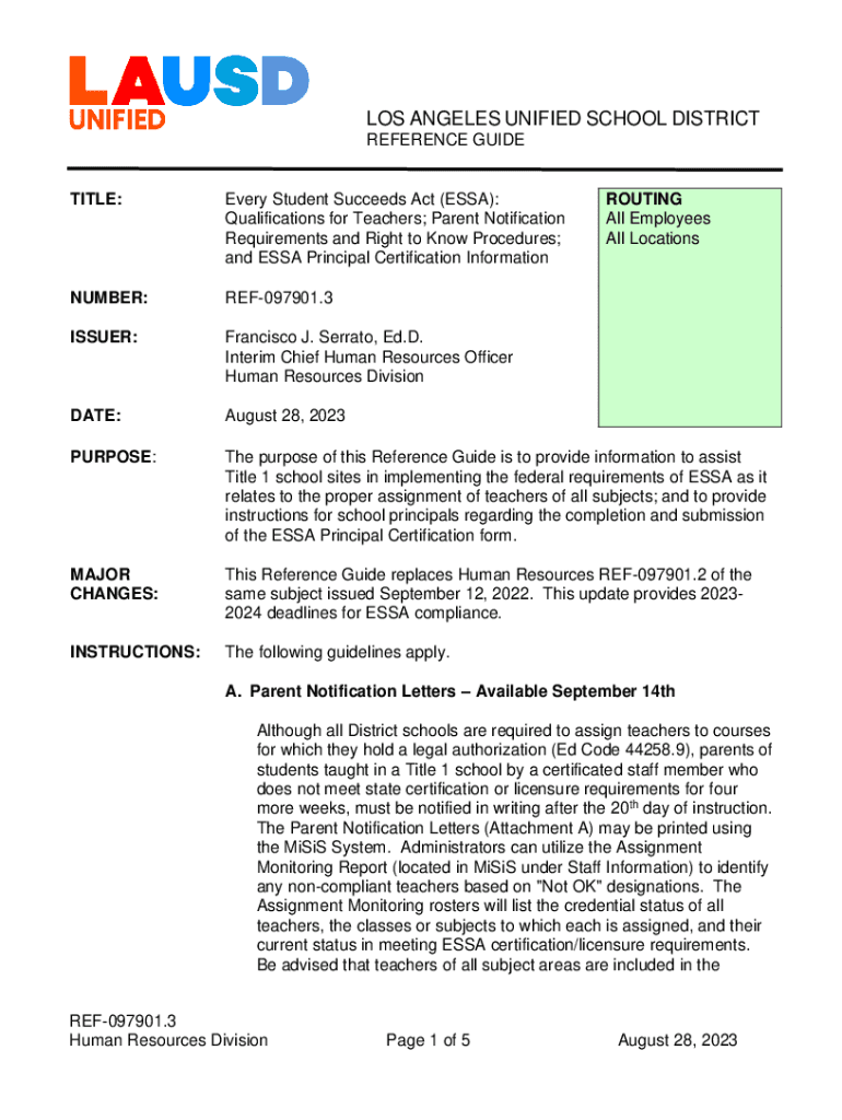 Fillable Online Every Student Succeeds Act (ESSA): Qualifications for ... Fax Email Print ...
