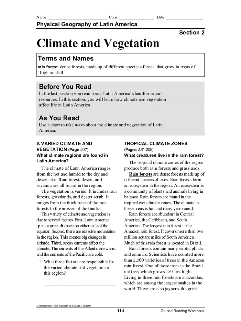 Fillable Online edinburgnorth ecisd Physical Geography of Latin America ...