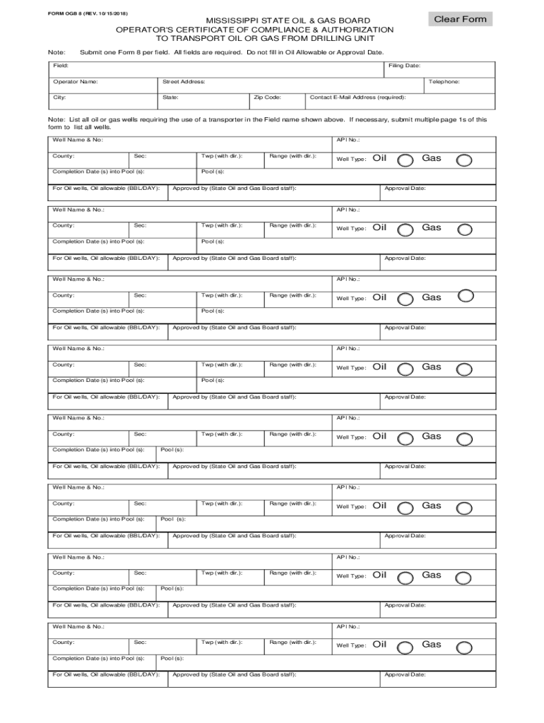 Fillable Online operator's certificate of compliance & authorization ...