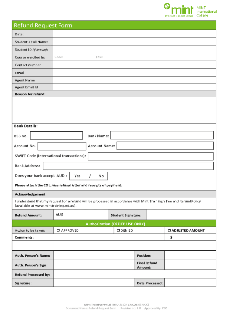 Fillable Online Excess Payment/Refund Request Form - Windsor Institute ... Fax Email Print ...