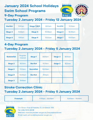 Fillable Online January Swim School Forms DEC 23 UPDATE Fax Email Print ...